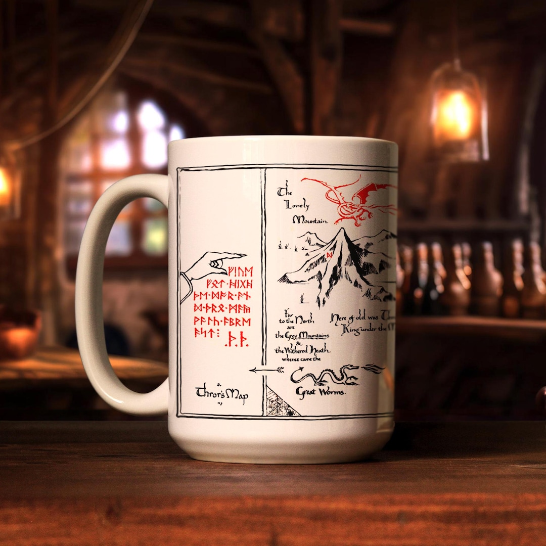 Hobbit Map Mug 15oz, Thror's Map, Middle Earth, LOTR, Thorin, Gift for ...
