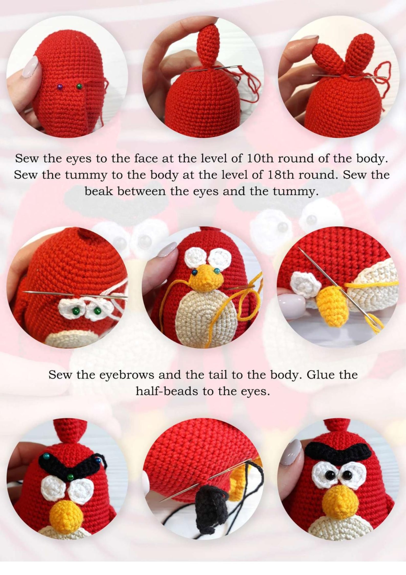 Amigurumi Red Angry Bird Crochet Pattern PDF | Fun DIY Toy for Kids ...