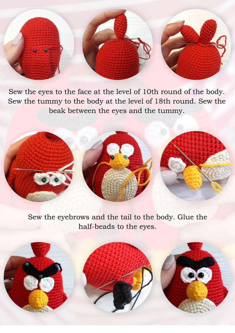 Amigurumi Red Angry Bird Crochet Pattern PDF | Fun DIY Toy for Kids ...