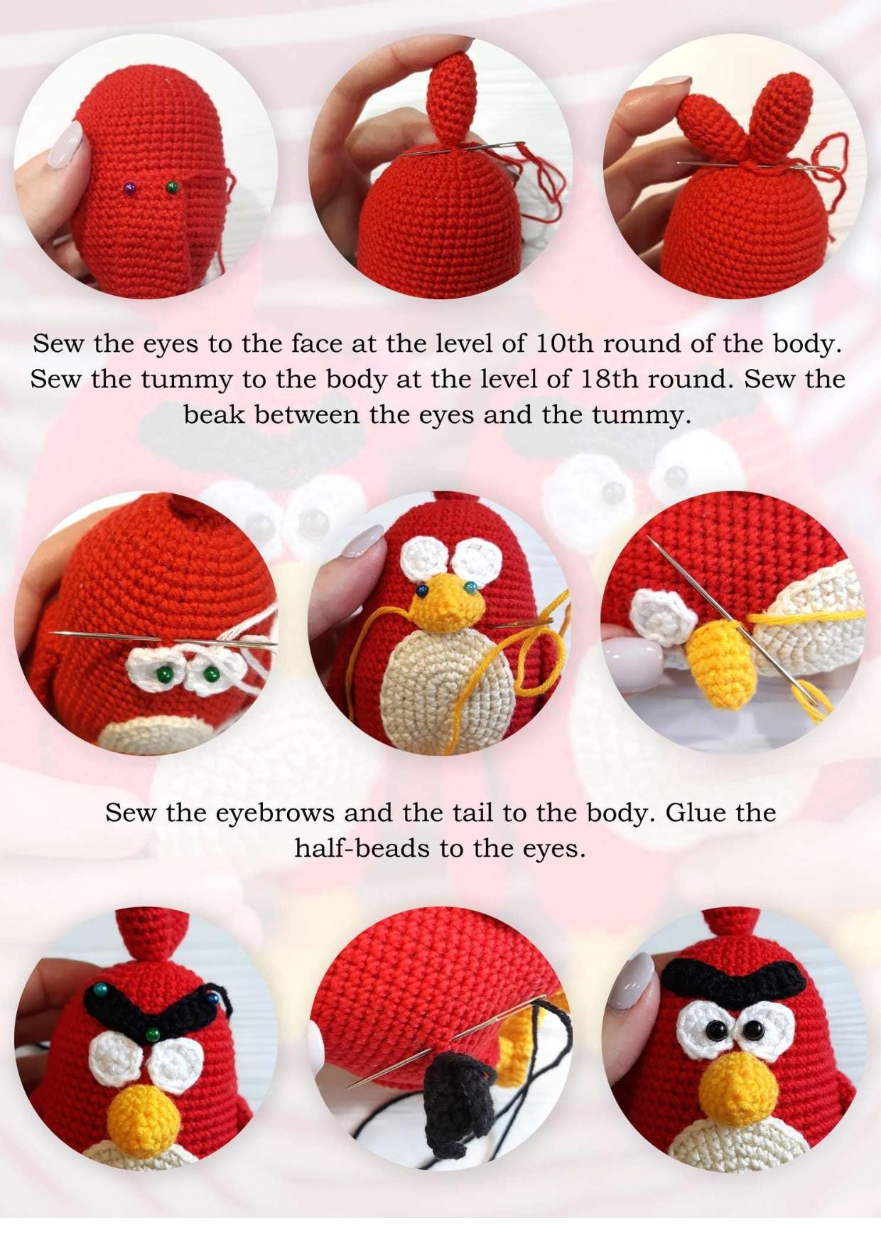 Amigurumi Red Angry Bird Crochet Pattern PDF | Fun DIY Toy for Kids ...