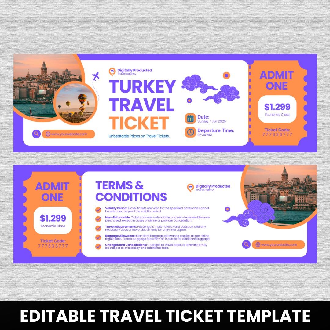 Printable Travel Ticket Template Gift Surprise Trip Reveal Surprise ...