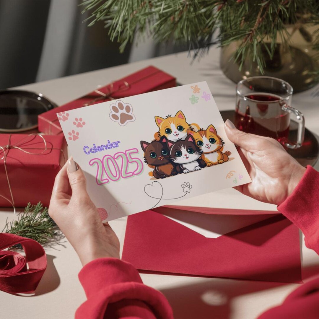 2025 Cat-themed Printable Calendar Cute Monthly Wall Planner With ...