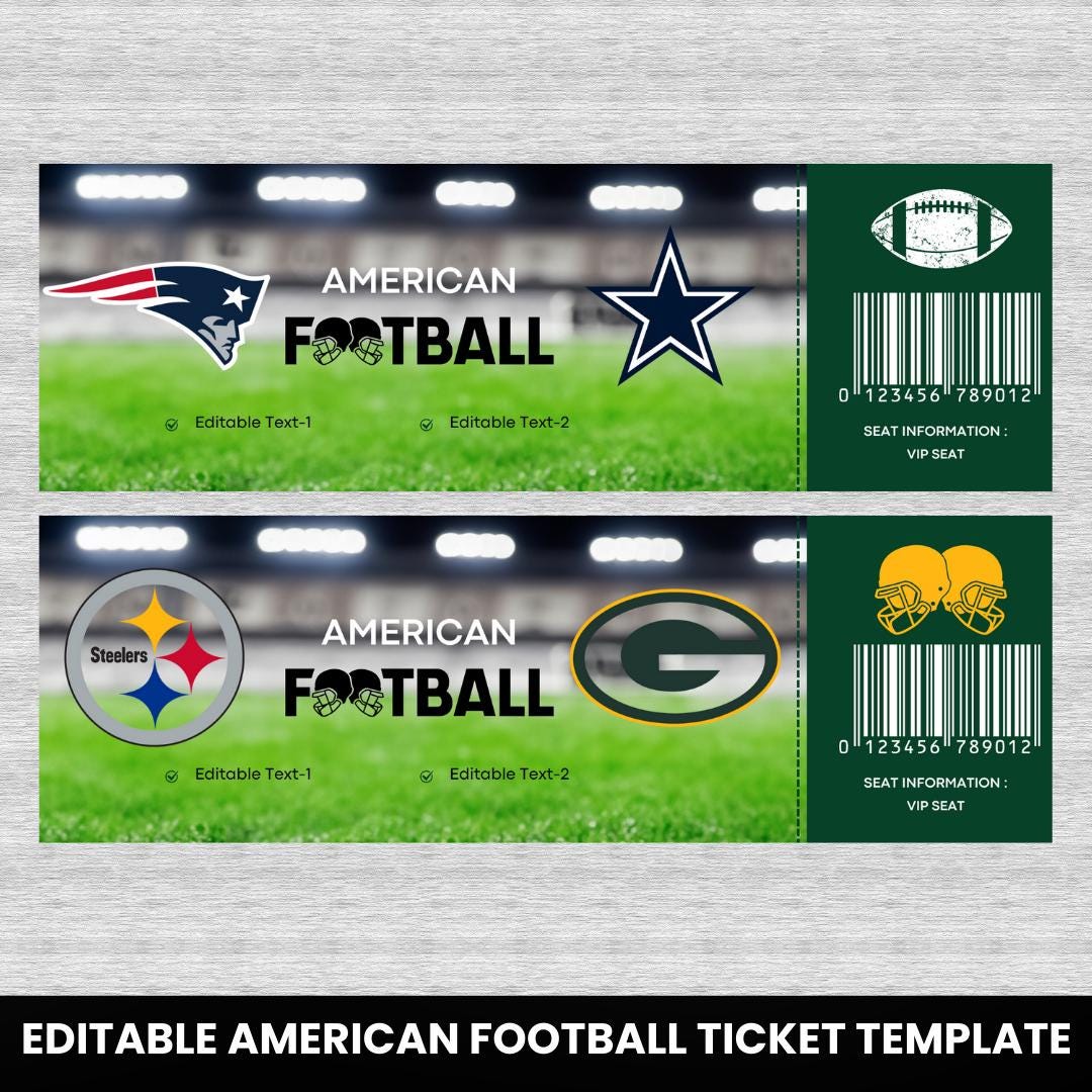 Personalized NFL Ticket Template - Editable - Printable | Canva ...