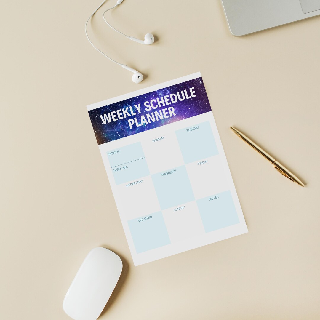 Space-themed Weekly Planner Printable PDF for Organized and Cosmic ...