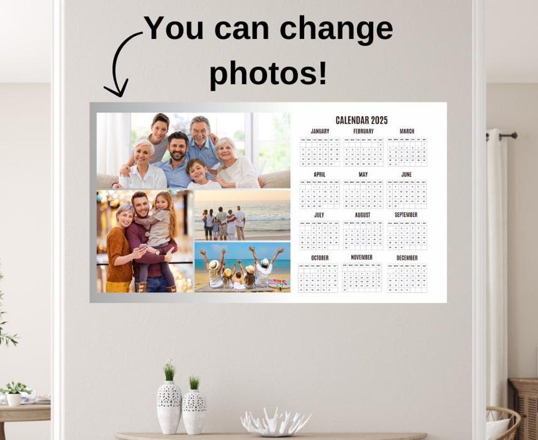 2025 Customizable Family Photo Wall Calendar Editable Canva Template ...