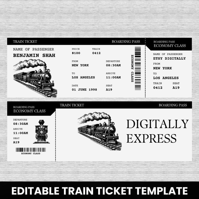 Train Ticket Template - Etsy