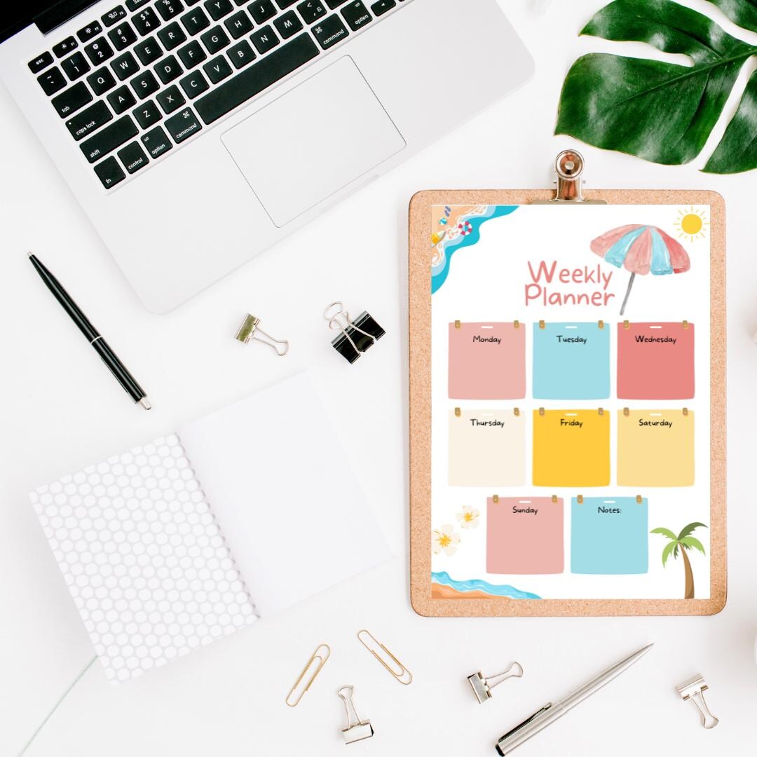 Summer-themed Weekly Planner Printable Digital Download Tropical Design ...