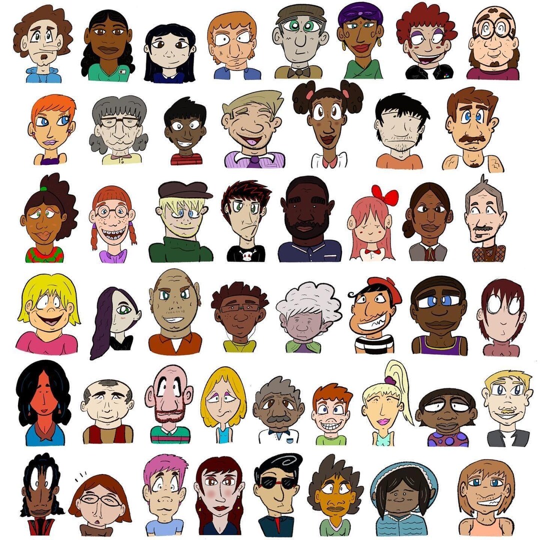 Cartoon Funny Faces Inclusion Diversity - Etsy