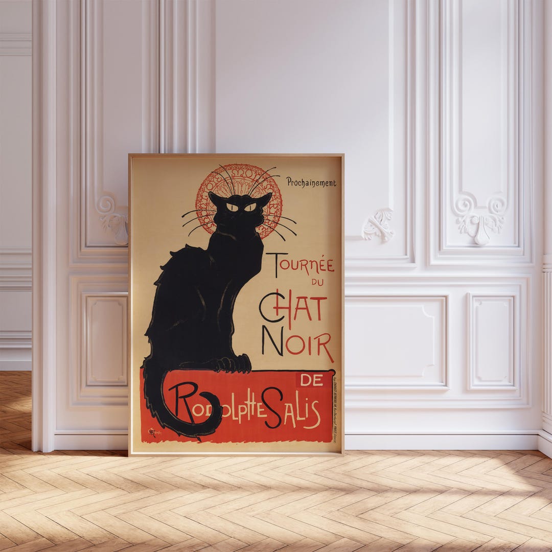 Chat Noir Poster, Vintage French Black Cat Art Print - Etsy