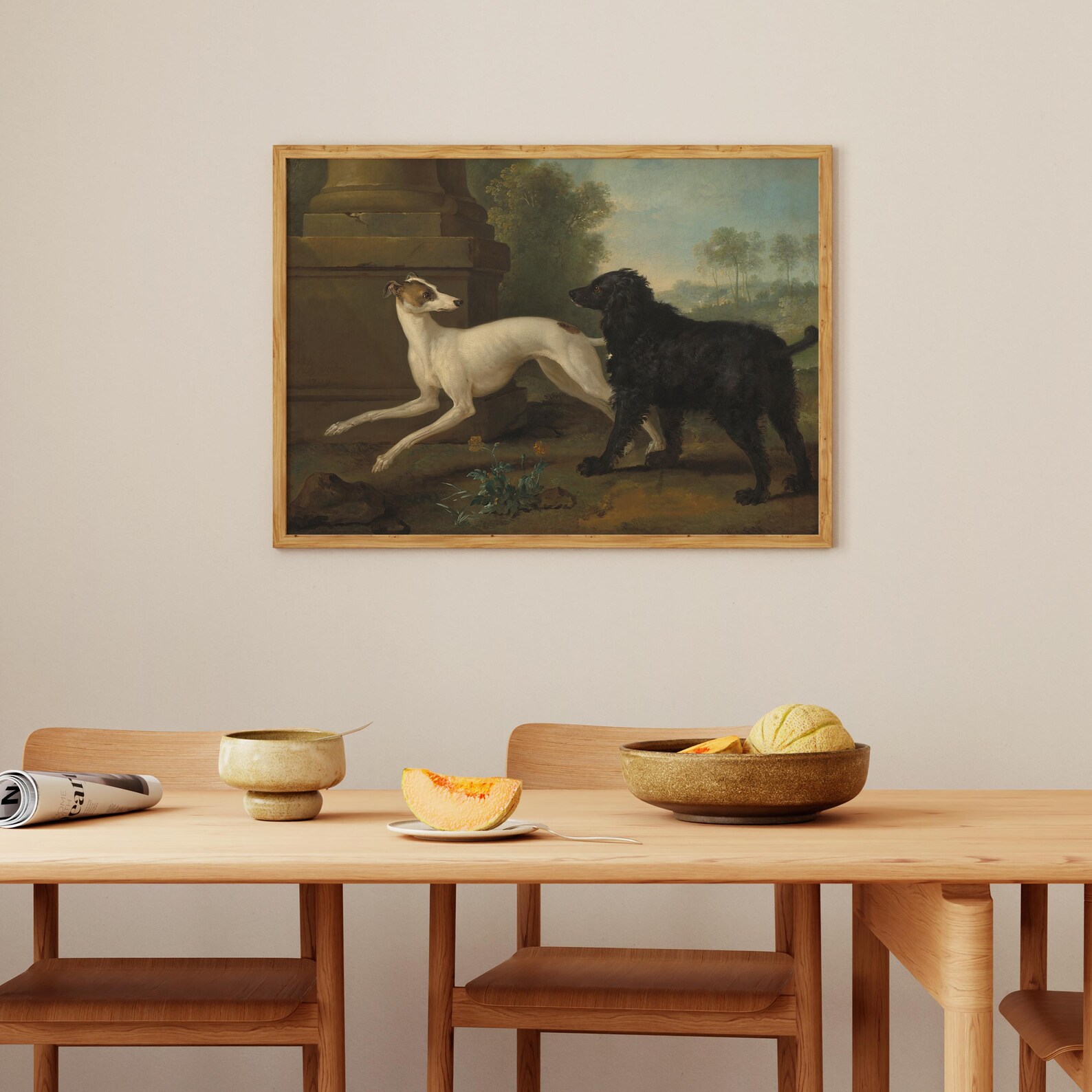 Vintage Dog Art Poster, Jean-baptiste Oudry, Misse and Luttine, Famous ...