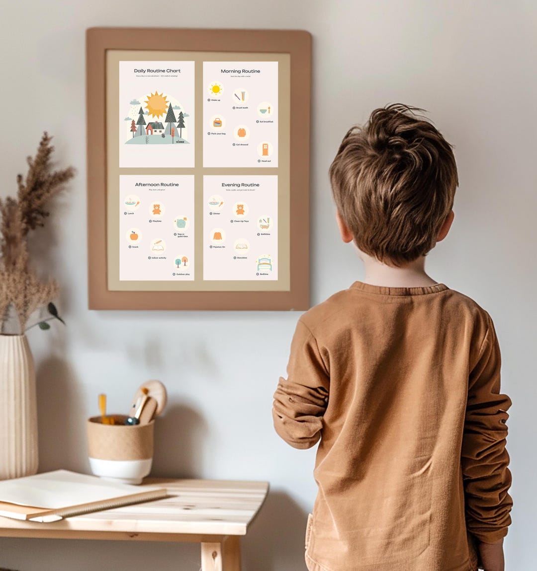 Daily Routine Chart for Kids | Printable Visual Schedule | Morning ...
