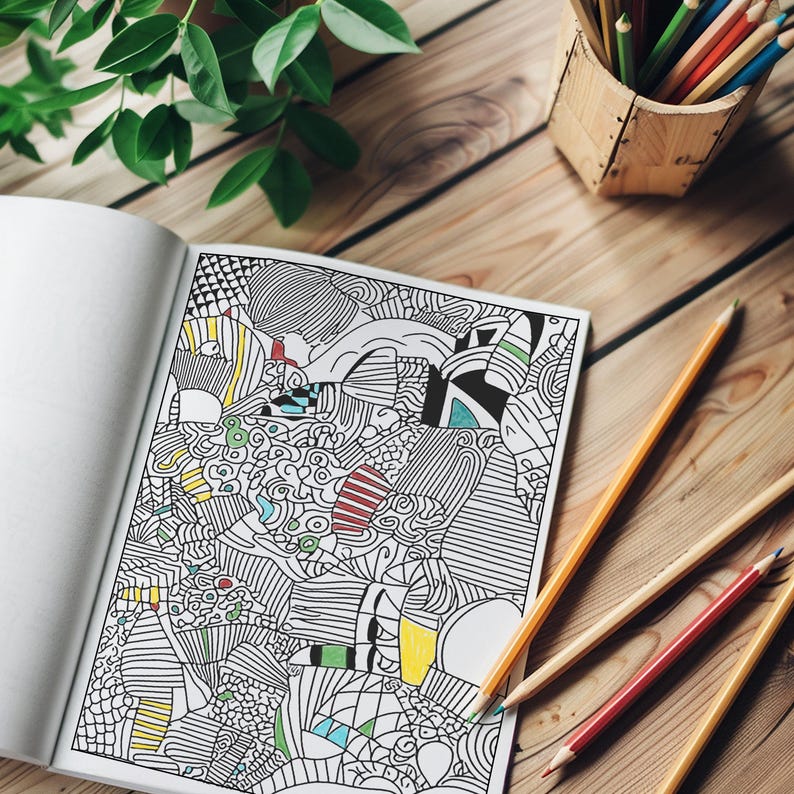 Freestyle A4 Printable Coloring Book Meditative Doodles and Floral ...