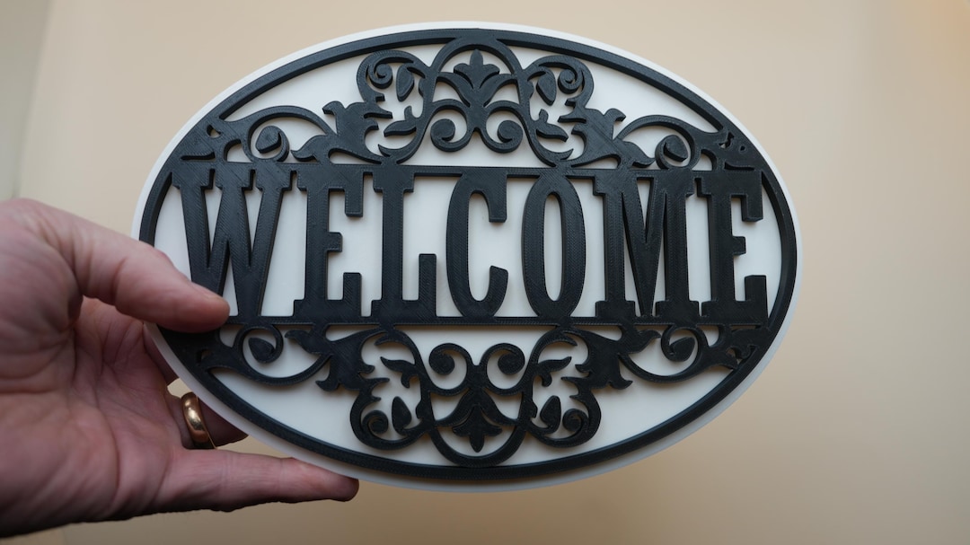 3D Printed Welcome Wreath Sign Custom Color Wreath Signs for Wreath ...