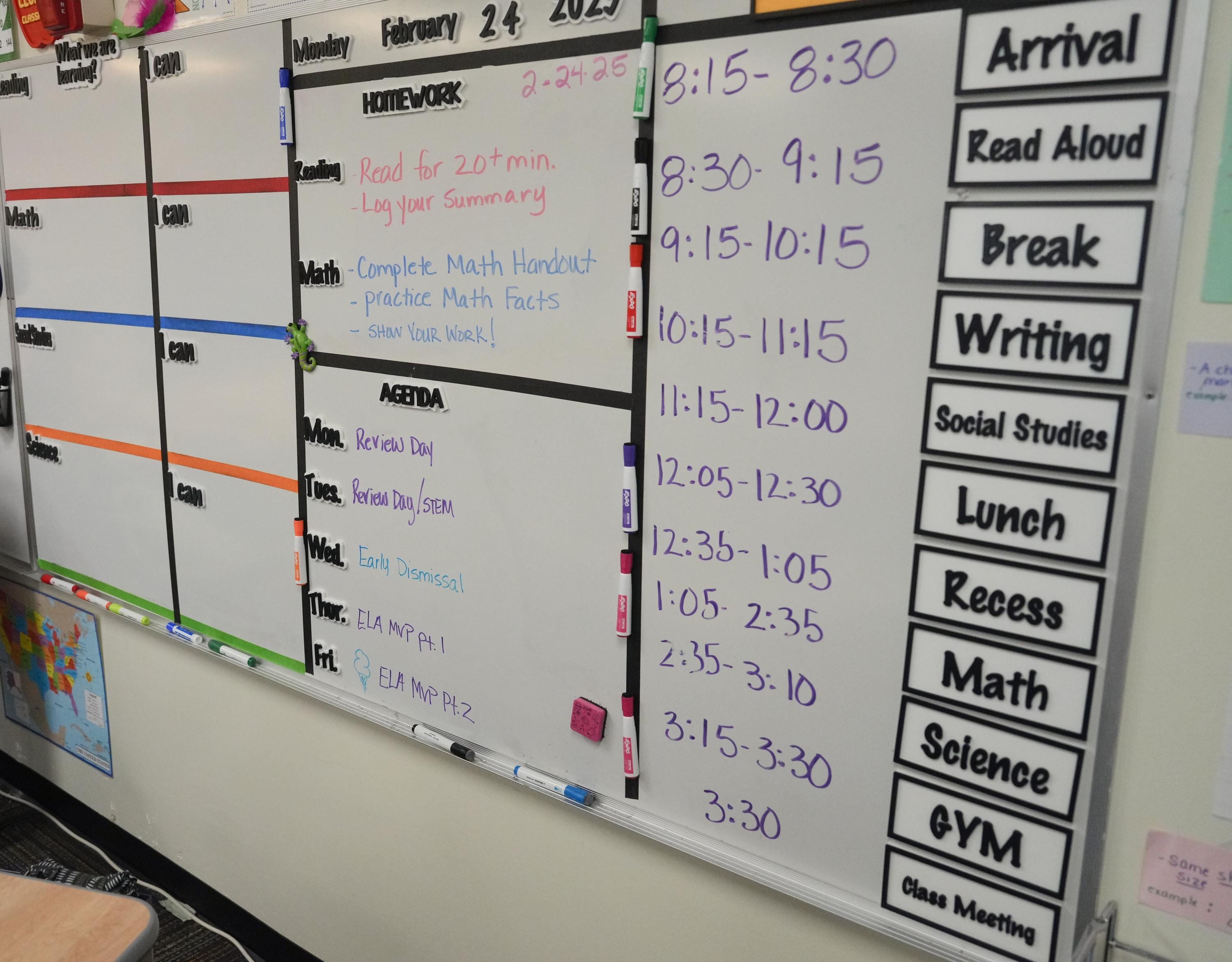 Classroom Agenda Schedule for Teacher Whiteboard Plan Daily Routine ...