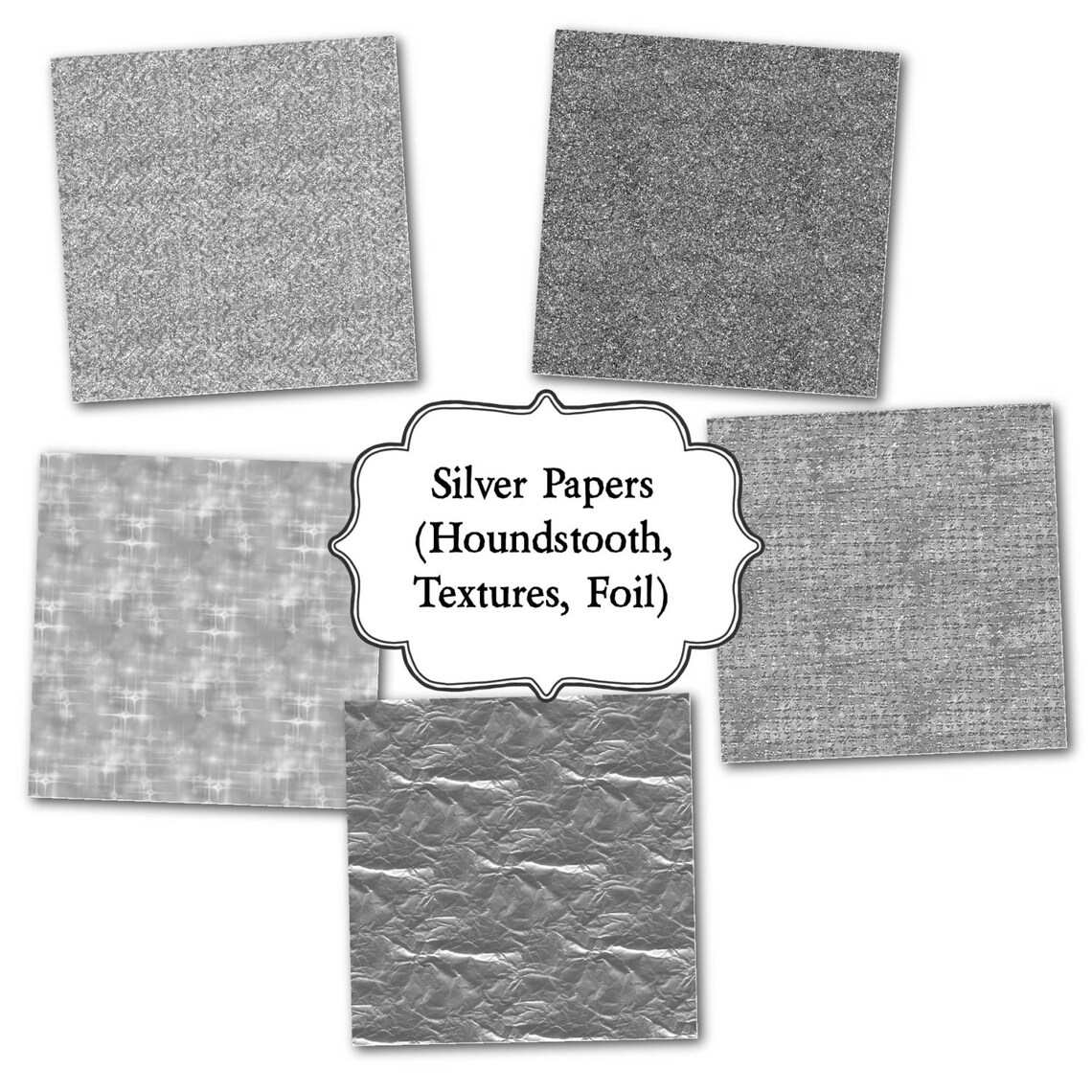 SILVER Digital Scrapbook Papers Kit 1 set of 10 - Etsy