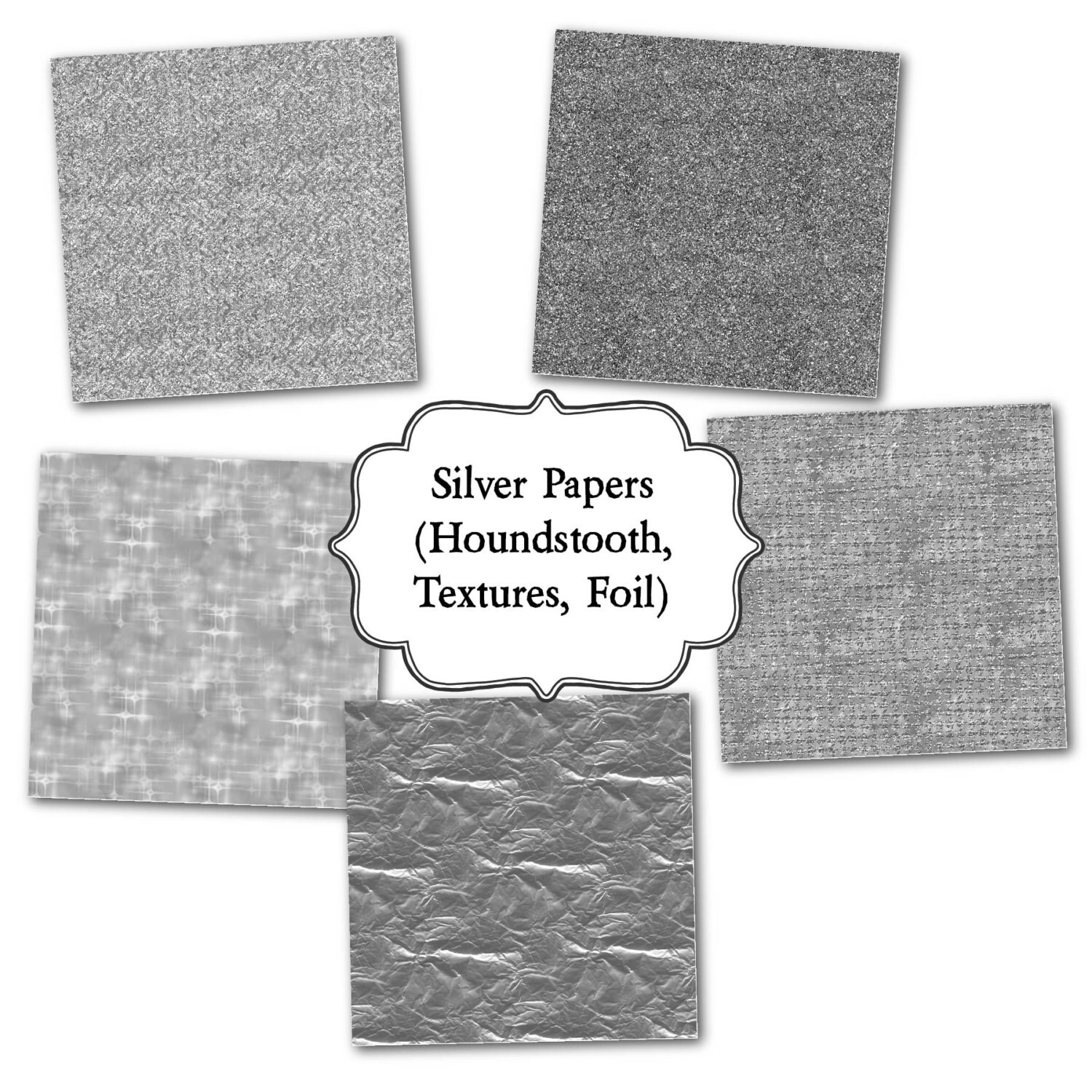 SILVER Digital Scrapbook Papers Kit #1 (set of 10) - Etsy