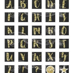 GOLD GLITTER Chalkboard Alphabet and More Digital Collage Sheet ...