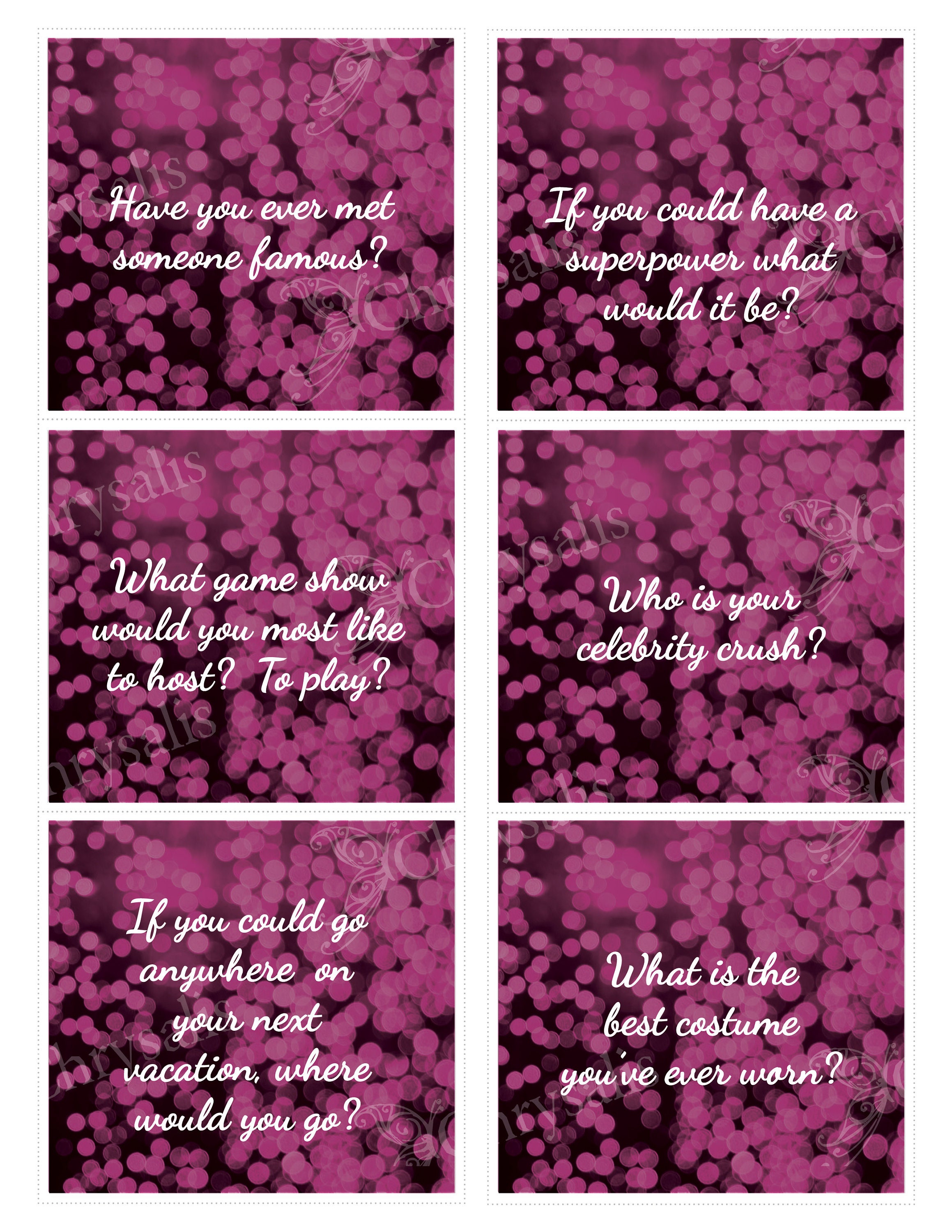 GIRLS NIGHT Table Talk Conversation Starter Cards/ice Breakers ...