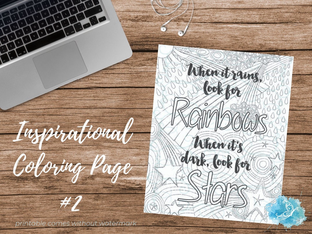 Adult Inspirational Coloring Page Printable 02-look for Rainbows - Etsy