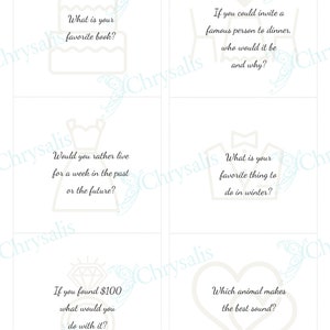 WEDDING Table Talk Conversation Starter Cards/ice Breakers PRINTABLE ...