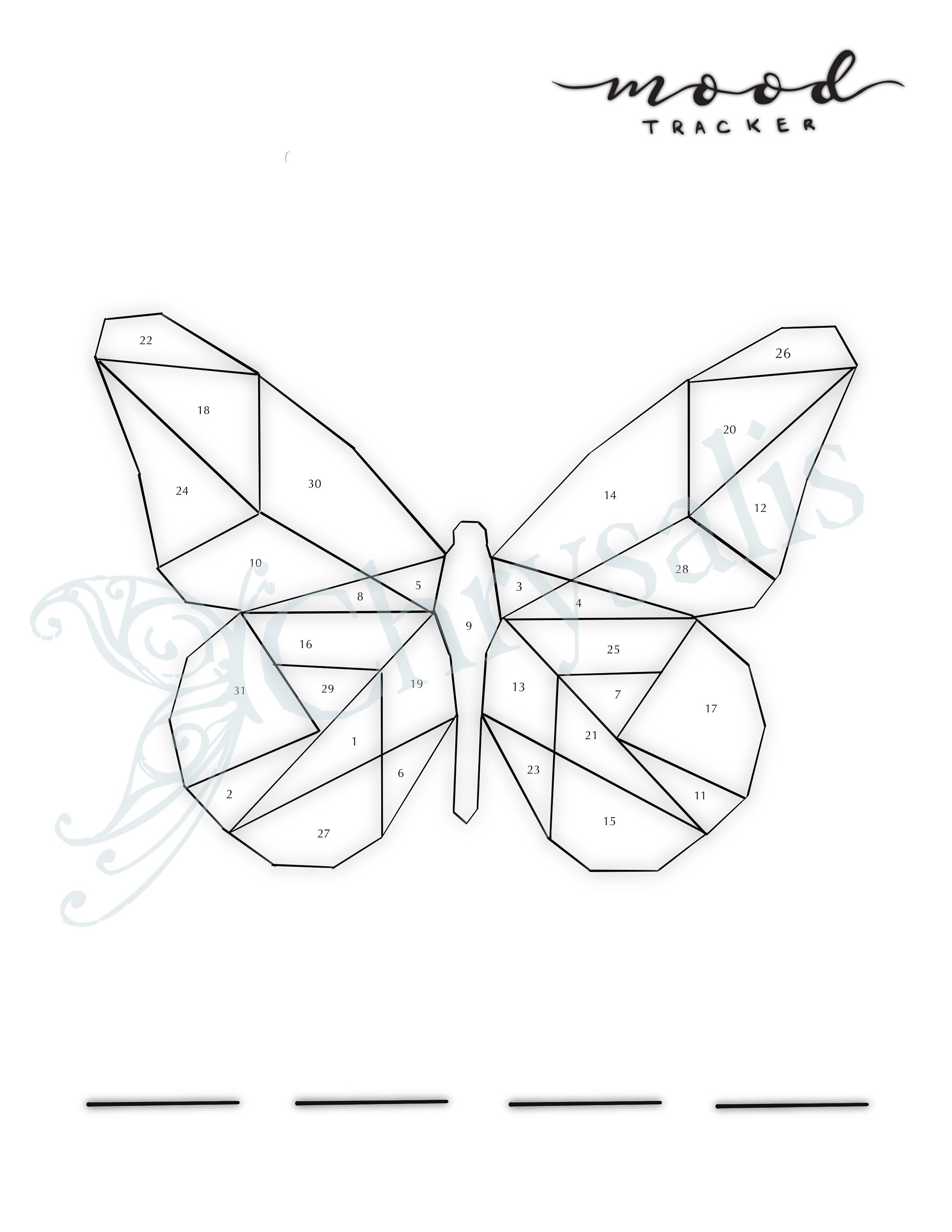 Butterfly Mood Tracker - Geometric Animals (digital + Print Files) Bujo ...