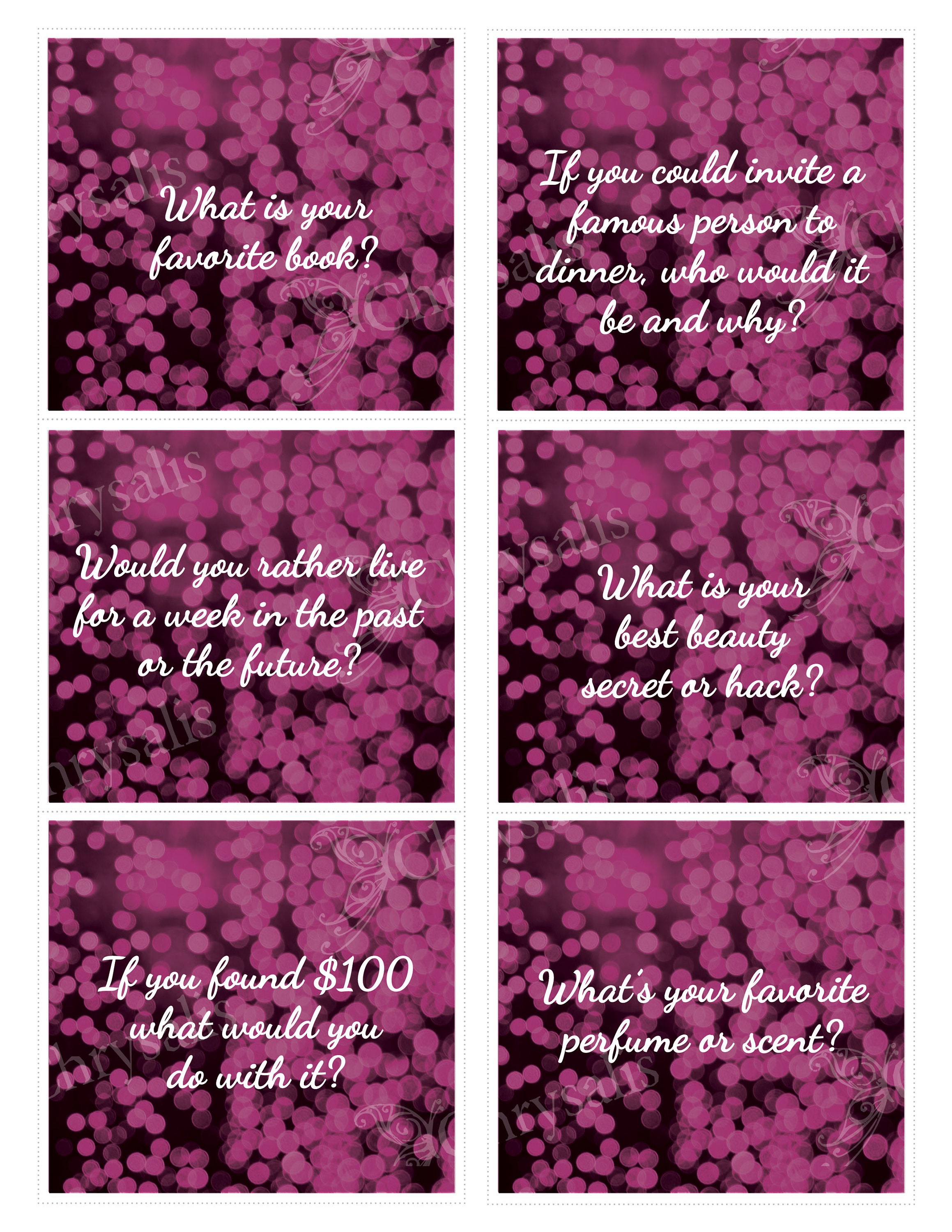 GIRLS NIGHT Table Talk Conversation Starter Cards/ice Breakers ...