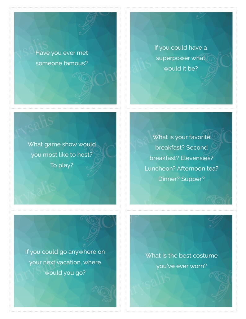Table Talk Conversation Starter Cards/ice Breakers PRINTABLE (high-res ...