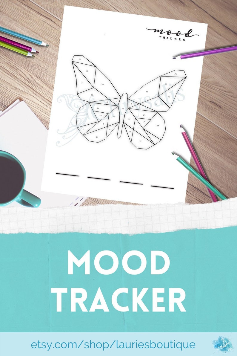 Butterfly Mood Tracker - Geometric Animals (digital + Print Files) Bujo ...