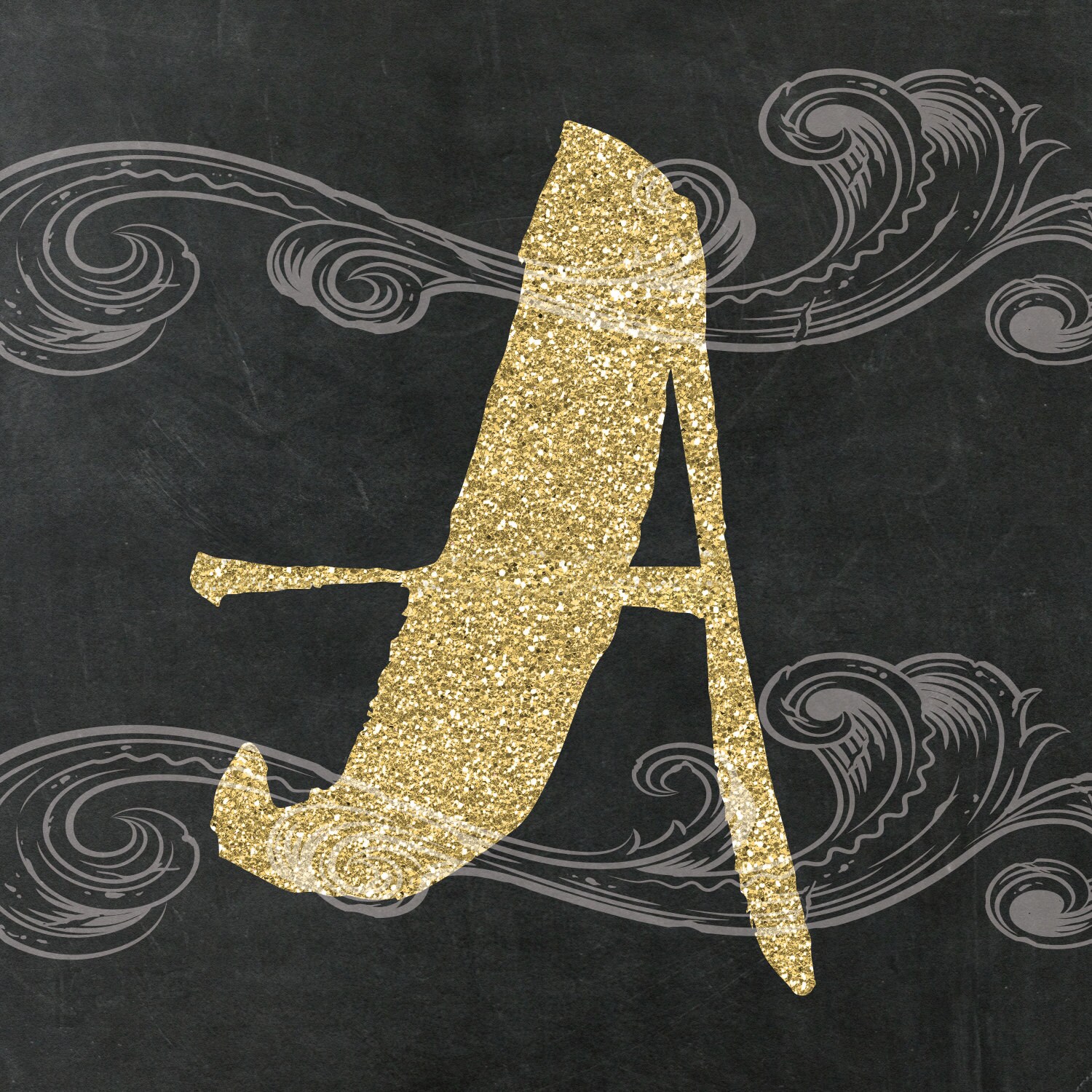 GOLD GLITTER Chalkboard Alphabet and More Digital Collage Sheet ...