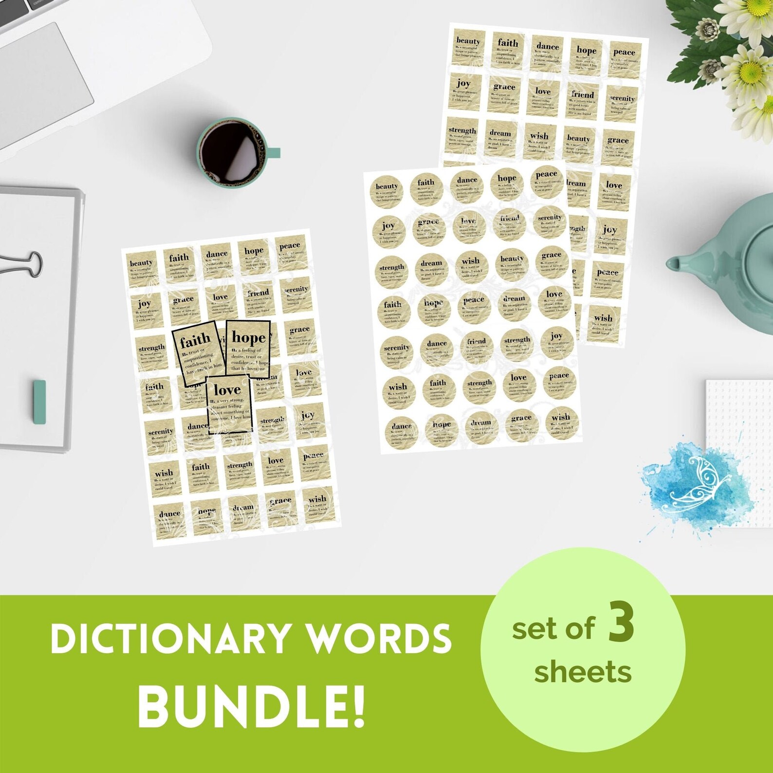 DICTIONARY Words Digital Collage Sheets - Bundle of 3 Sizes - Etsy Canada