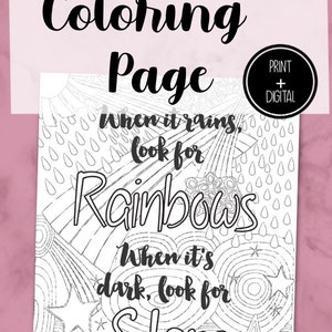 Adult Inspirational Coloring Page Printable 02-look for Rainbows - Etsy
