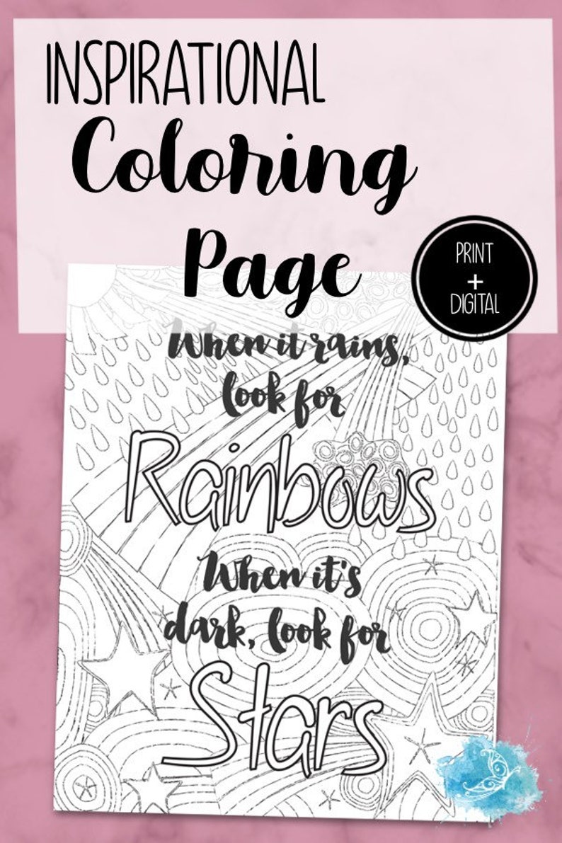 Adult Inspirational Coloring Page Printable 02-look for Rainbows - Etsy