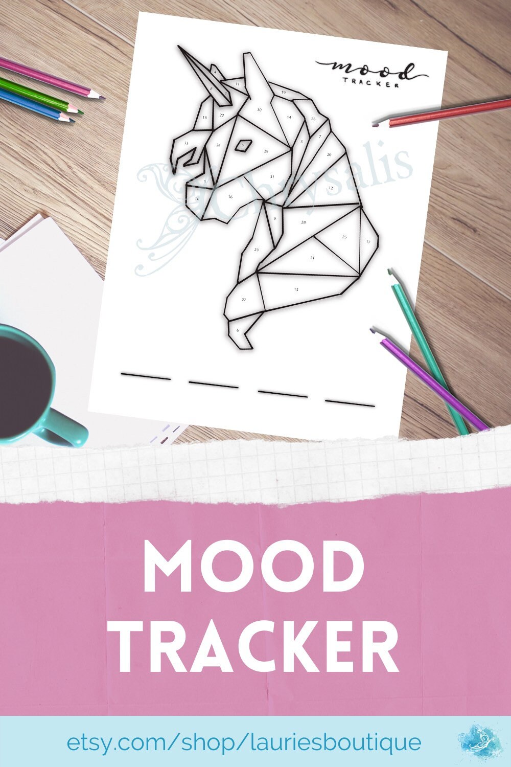 Unicorn Mood Tracker Geometric Animals digital Print Files Bujo Insert ...