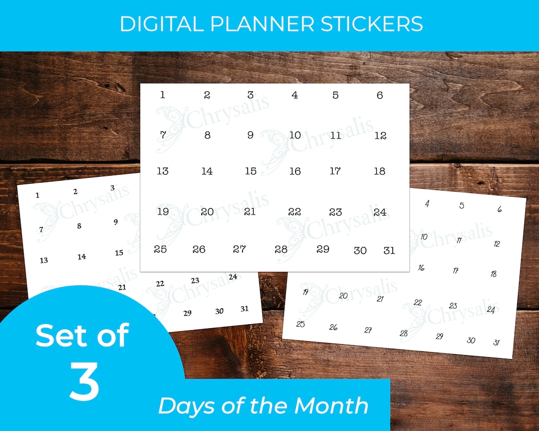 STICKERS Digital Journal Stickers - Month Numbers Bundle #3 (set of 3 ...