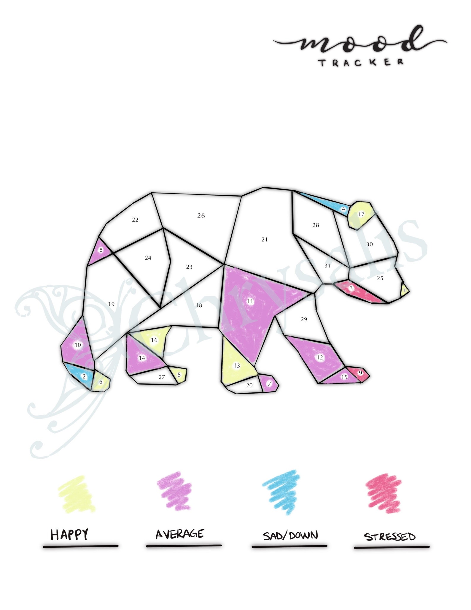 Bear Mood Tracker Geometric Animals digital Print Files - Etsy