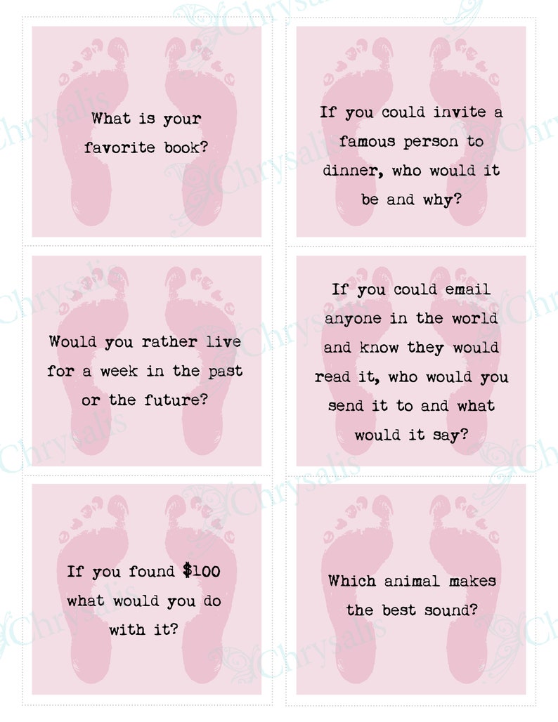 Pink BABY SHOWER Table Talk Conversation Starter Cards/ice Breakers ...