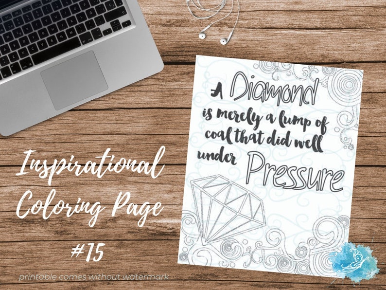 Adult Inspirational Coloring Page Printable 15-under Pressure - Etsy