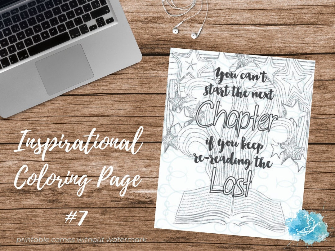 Adult Inspirational Coloring Page Printable 07-the Next Chapter - Etsy