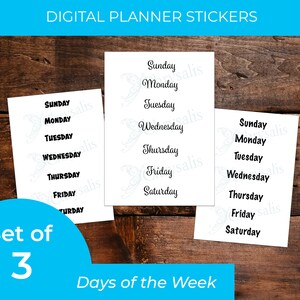 STICKERS Digital Journal Stickers - Days of the Week Bundle #2 (set of ...