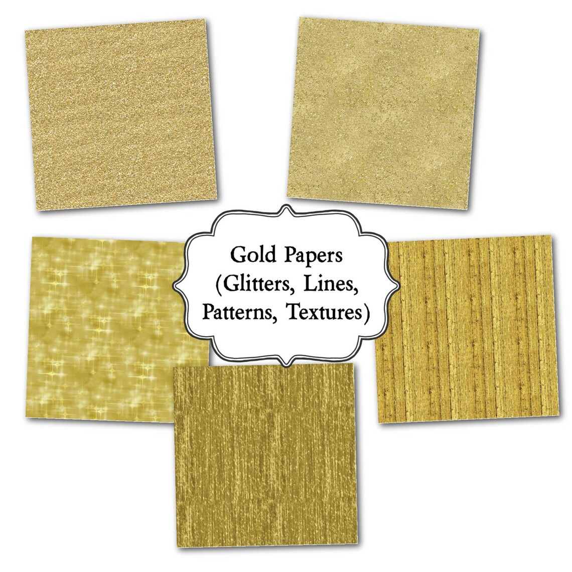 GOLD Digital Scrapbook Papers Kit #2 (set of 10) - Etsy