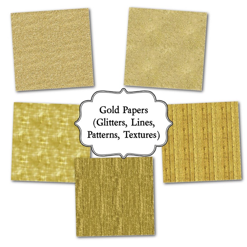 GOLD Digital Scrapbook Papers Kit #2 (set of 10) - Etsy