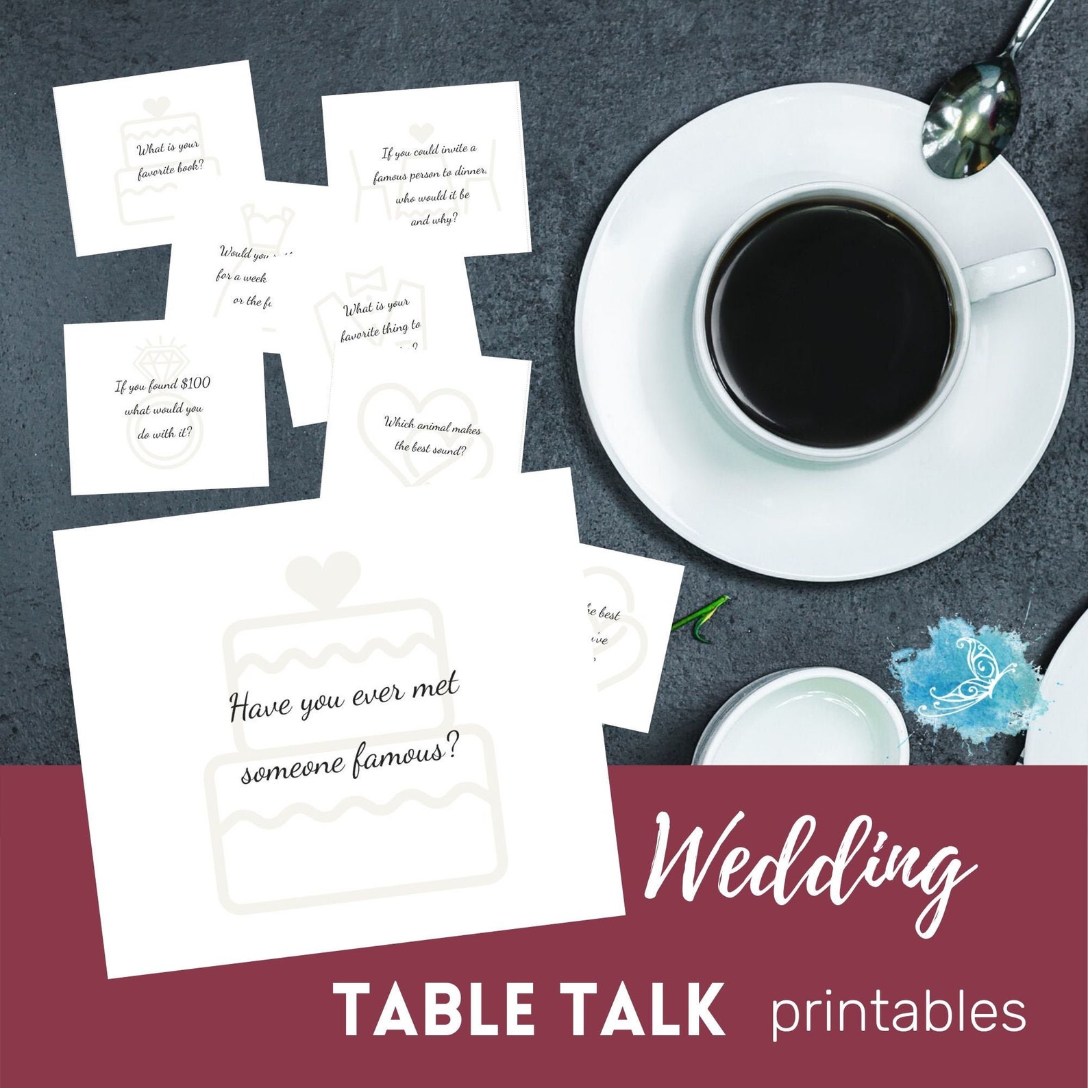 WEDDING Table Talk Conversation Starter Cards/ice Breakers PRINTABLE ...
