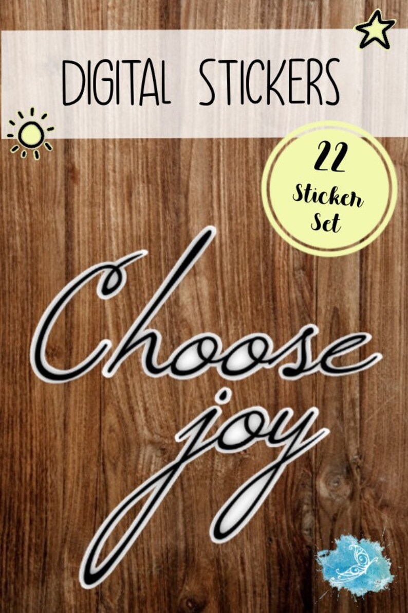 CHOOSE JOY Digital Sticker Set - 22 Stickers (pre-cropped Goodnotes ...