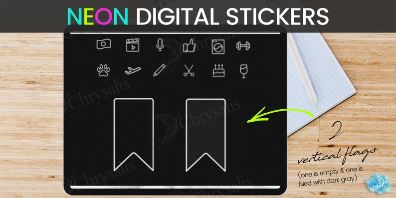 Blue NEON Digital Sticker Set - 50 Stickers (pre-cropped PNG Files) for ...