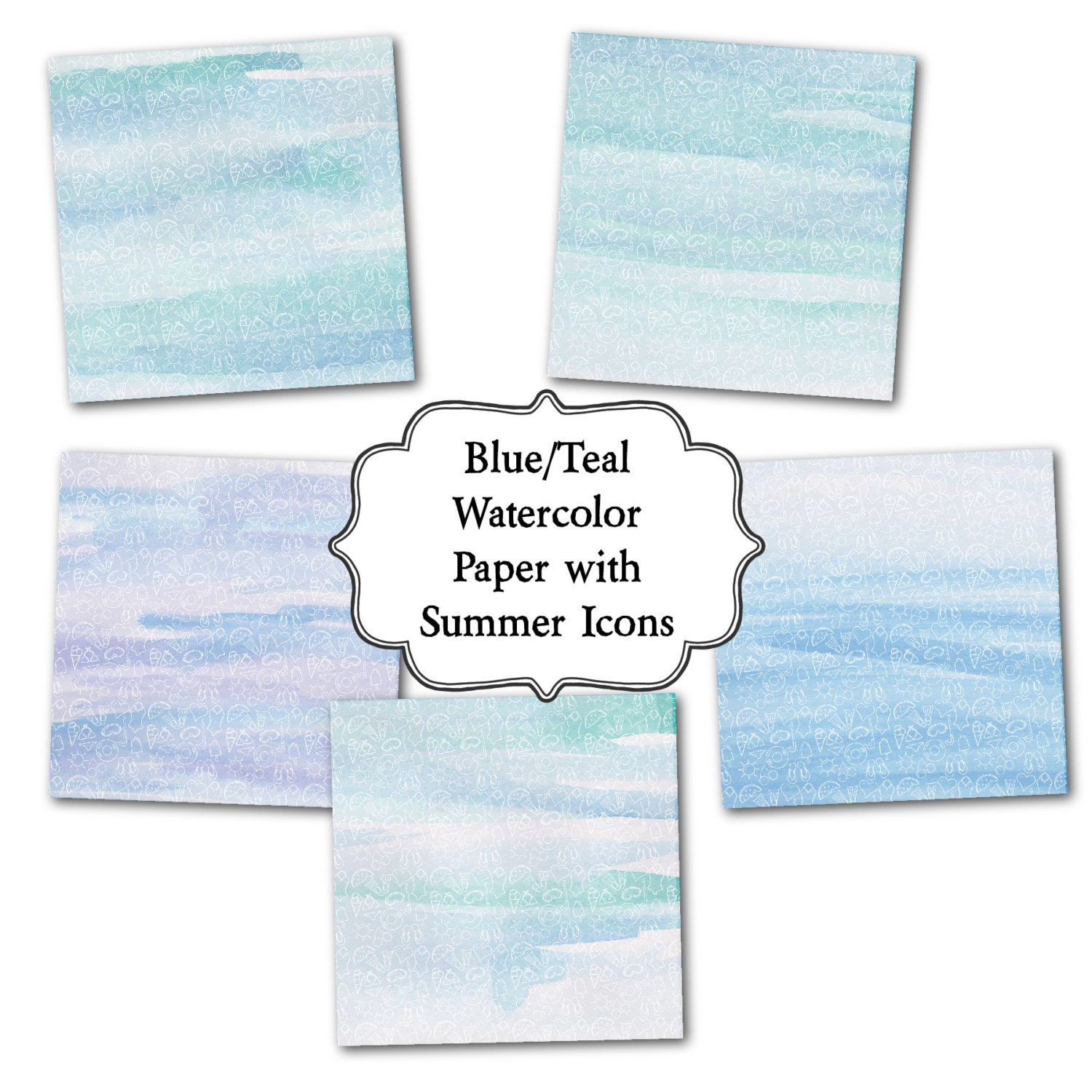 SUMMER Watercolor Digital Scrapbook Papers (set of 10) - Etsy