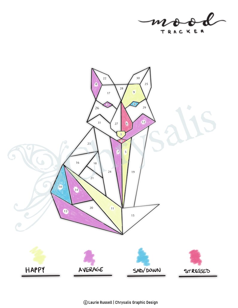Fox Mood Tracker Geometric Animals digital Print Files Bujo Insert - Etsy