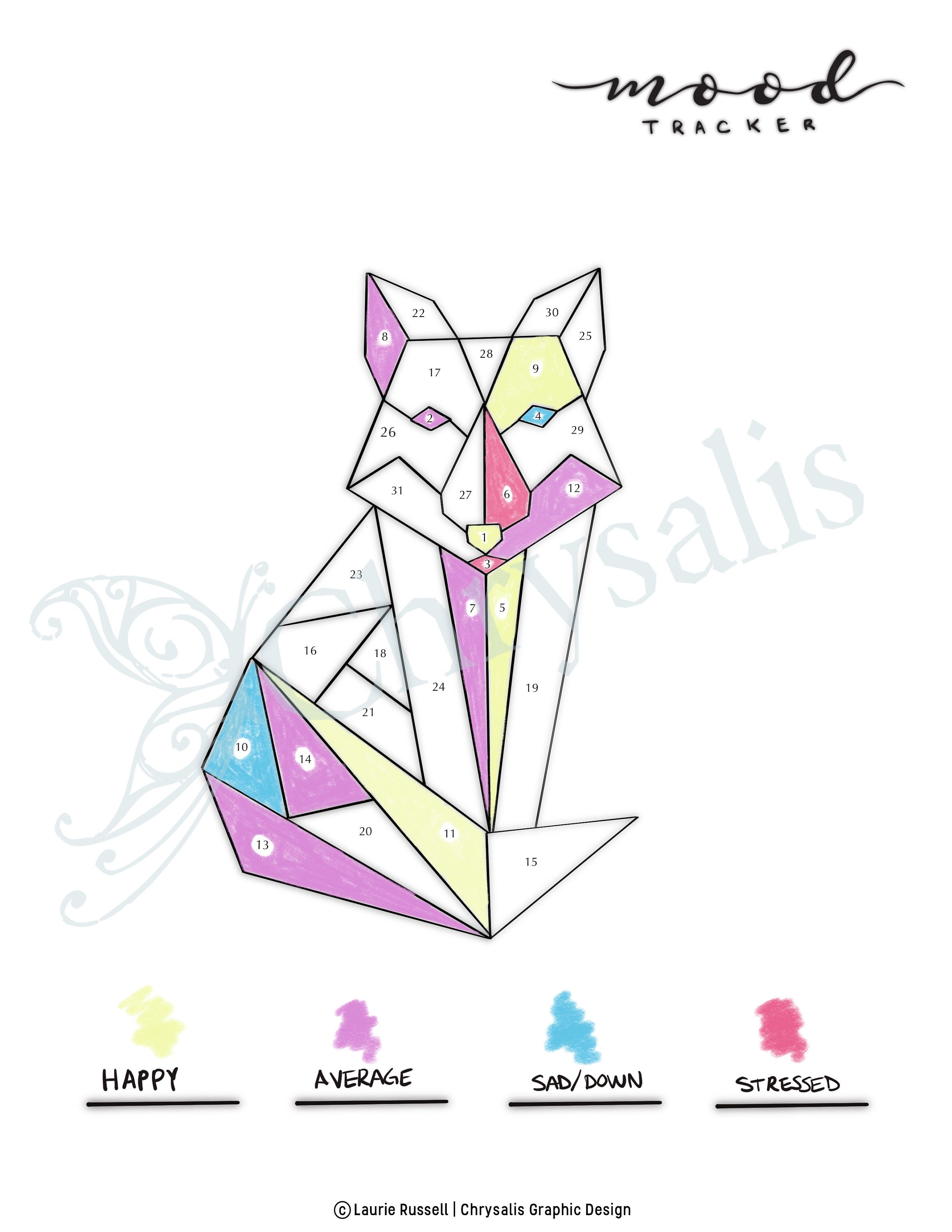Fox Mood Tracker Geometric Animals digital Print Files Bujo Insert - Etsy