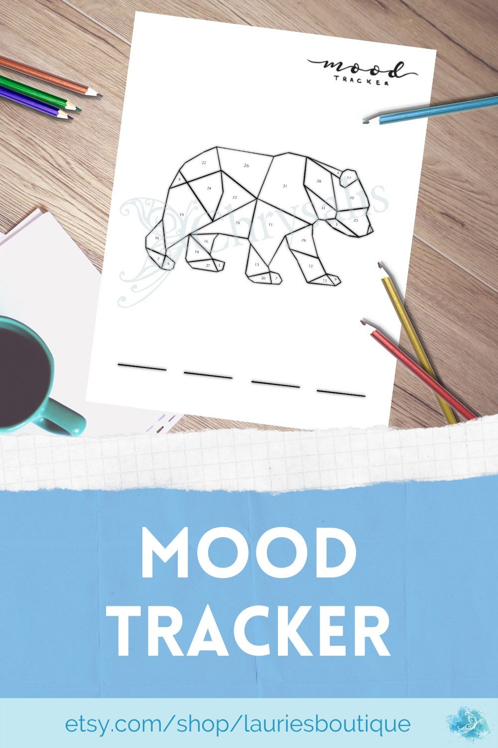 Bear Mood Tracker - Geometric Animals (digital + Print Files) Bujo ...