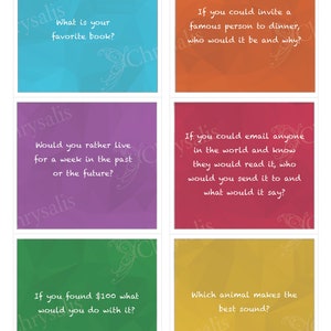 FAMILY Table Talk Conversation Starter Cards/ice Breakers PRINTABLE ...
