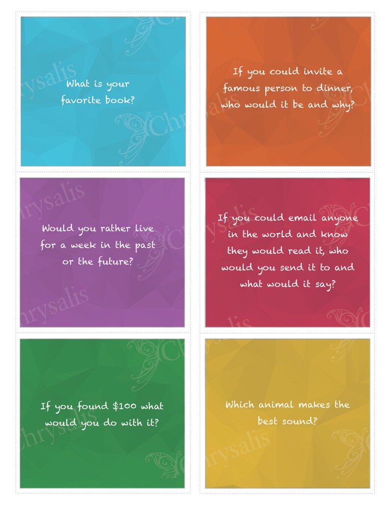 FAMILY Table Talk Conversation Starter Cards/ice Breakers | Etsy